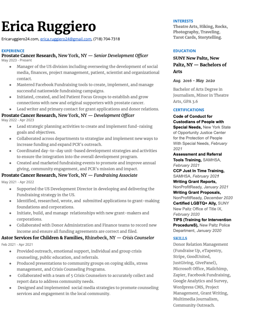 Resume – Erica Ruggiero